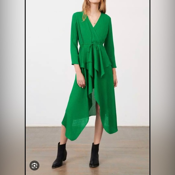 Maje | Dresses | Maje Printed Satin Jacquard Dress Green | Poshmark